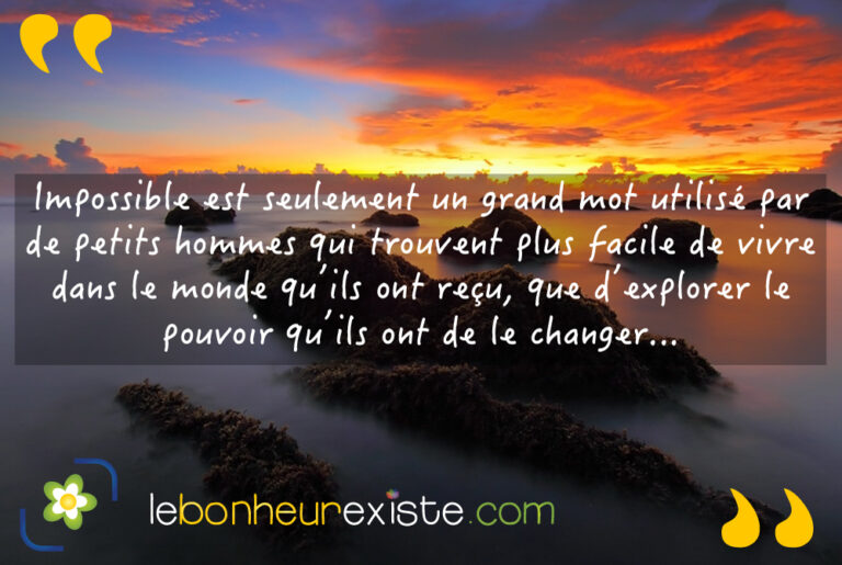 Impossible est seulement un grand mot utilisé par de petits hommes qui ...